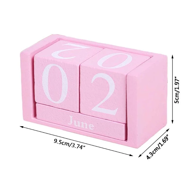 Vintage Desktop Wooden Cube Block Calendar Home Of... – Vicedeal