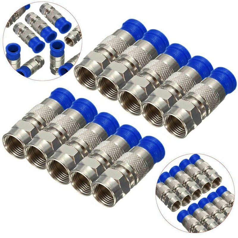 10pcs RG6 Compression Connectors Waterproof Connec... – Vicedeal