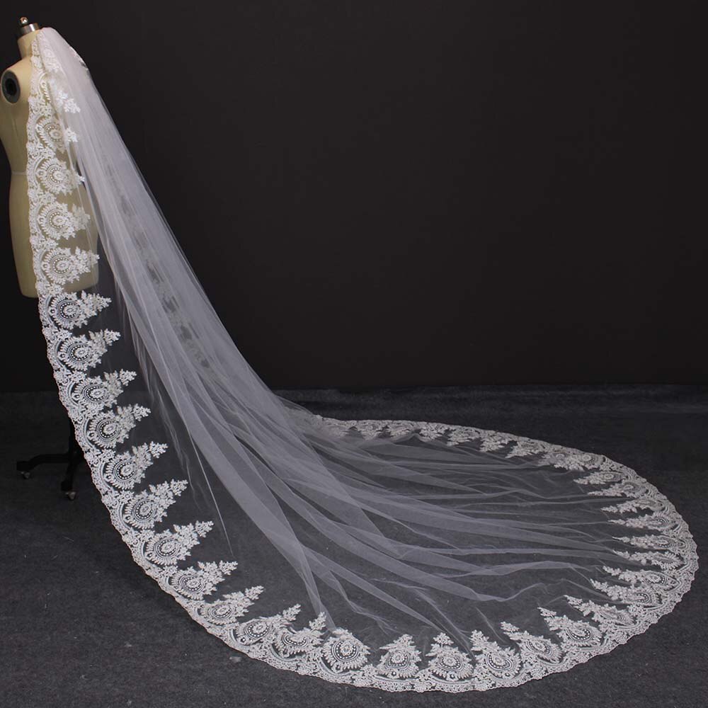 MERMAIDFUN One Layer Lace Edge Mantilla Cathedral ... – Vicedeal