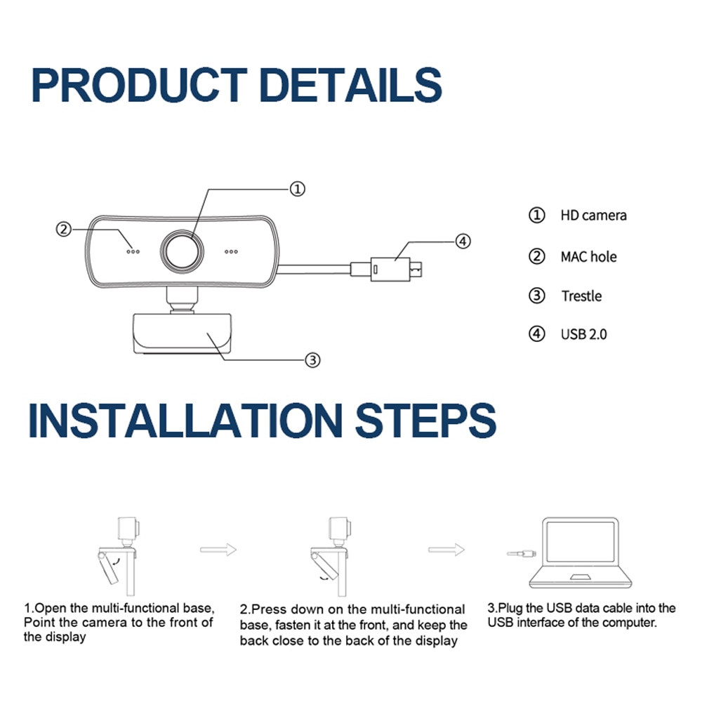 2K 1080P Webcam HD Computer PC WebCamera with Micr... – Grandado