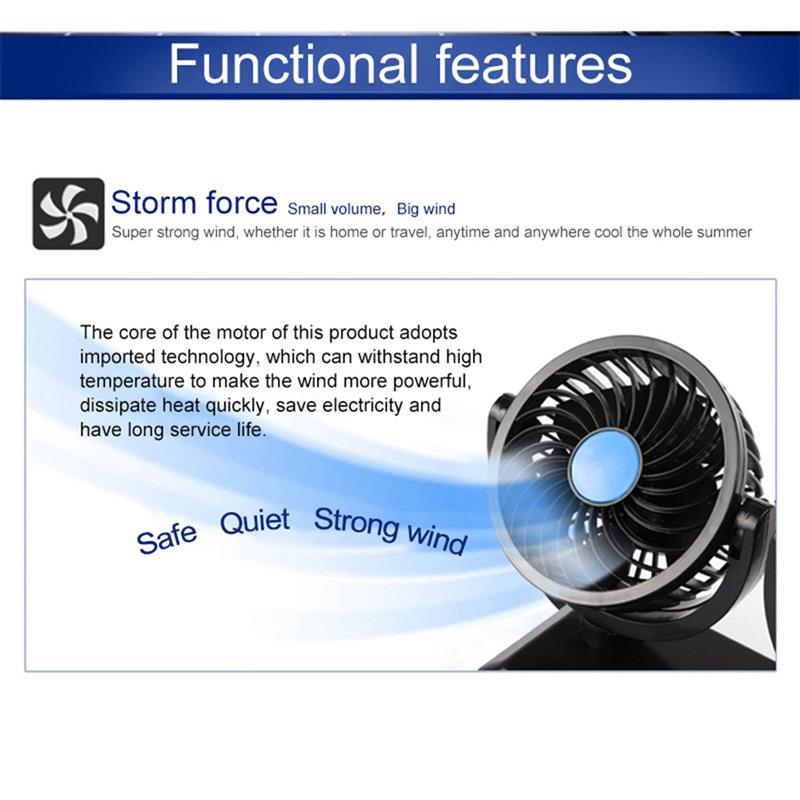 Dual Head Usb Auto Geluidsarme Ventilator Elektris... – Grandado