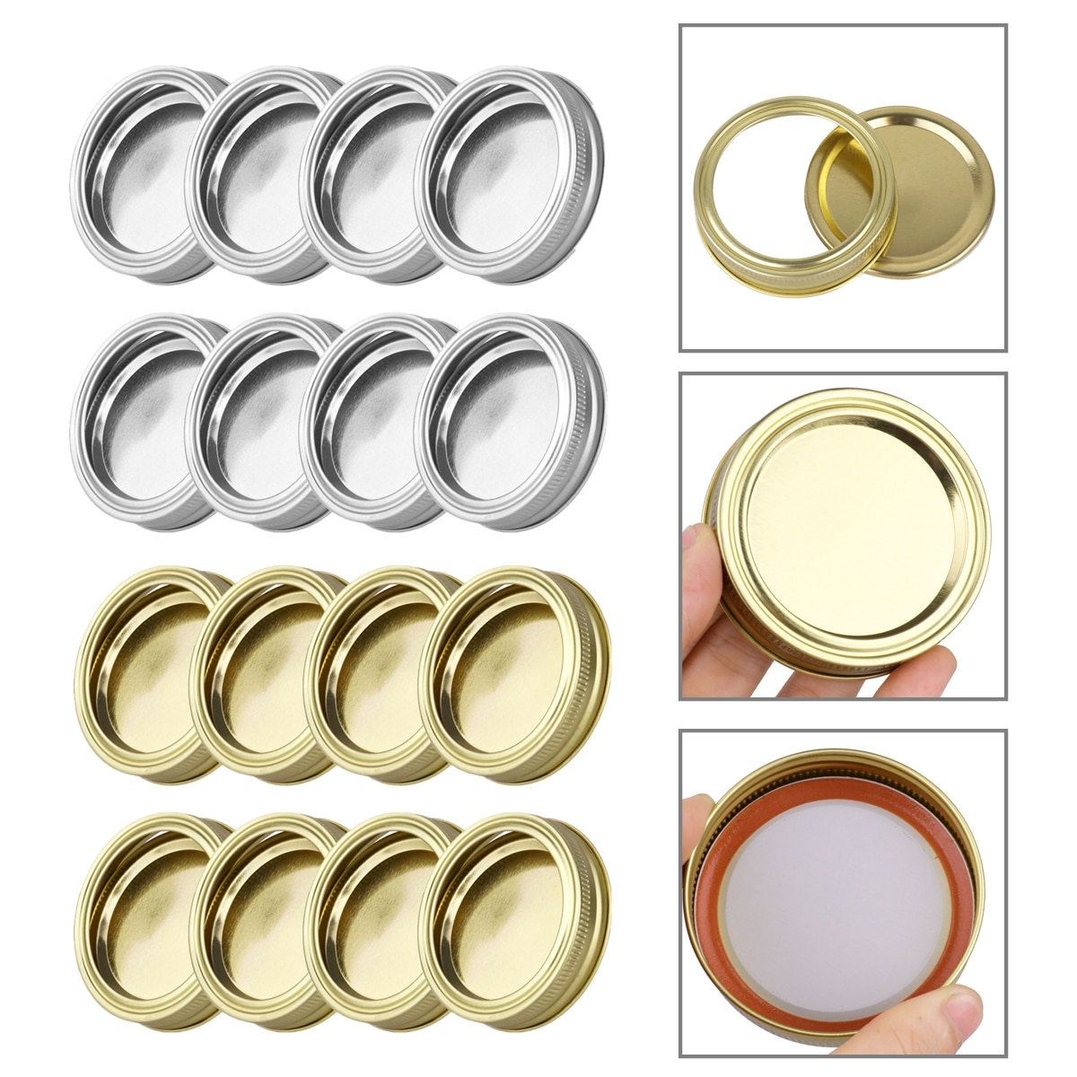 8 70Mm/86Mm Glazen Potten Deksels Rvs Metalen Caps... – Grandado