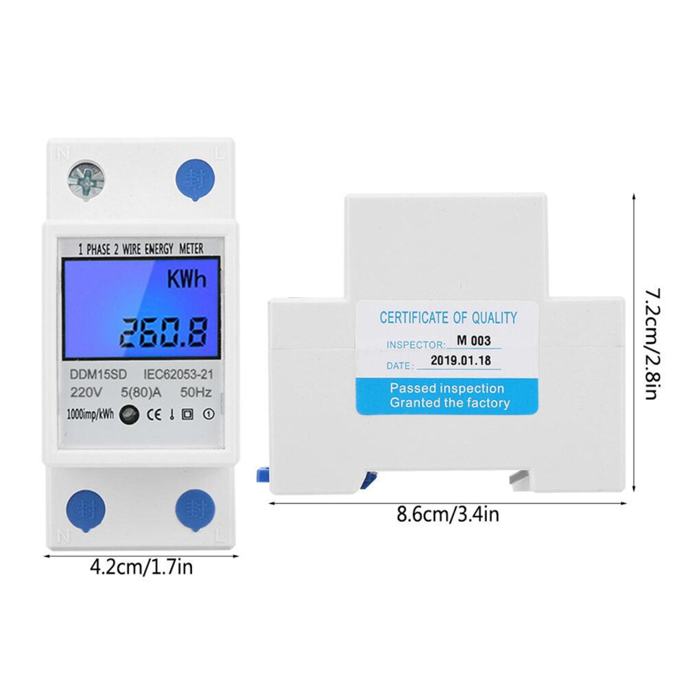 Single-phase LCD DIN Rail Energy Meter Digital Ele... – Vicedeal