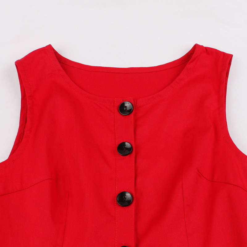 Tonval Pin Up Polka Dot Ruffle Pleated Dress Butto... – Grandado