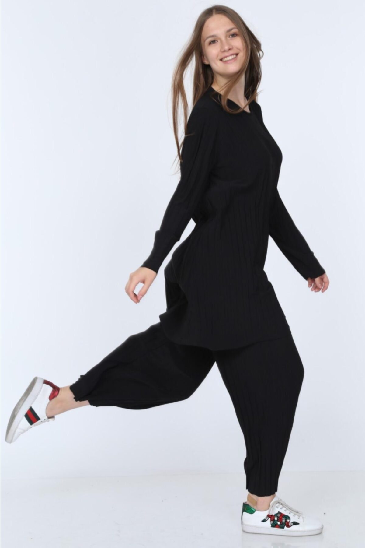 Muslim clothes Women Black Pants Tunic Suit tracks... – Grandado