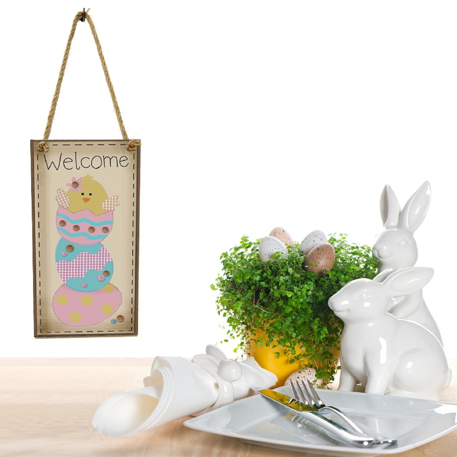 25# Wooden Bunny Rabbit Easter Retro Hanging Home ... – Grandado