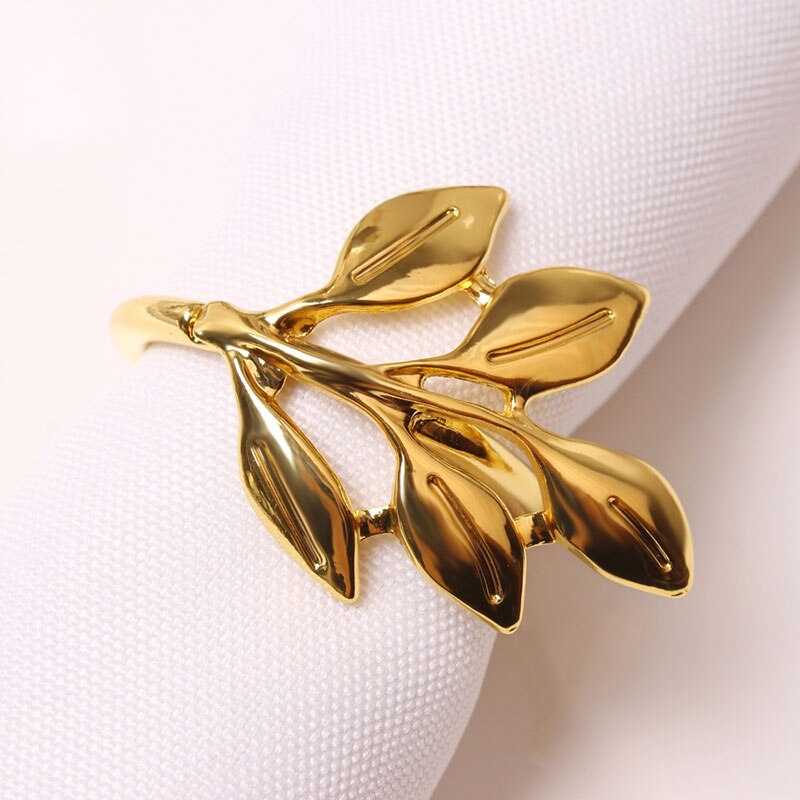 Fall Leaves Napkin Rings Gold Silver Christening B... – Grandado
