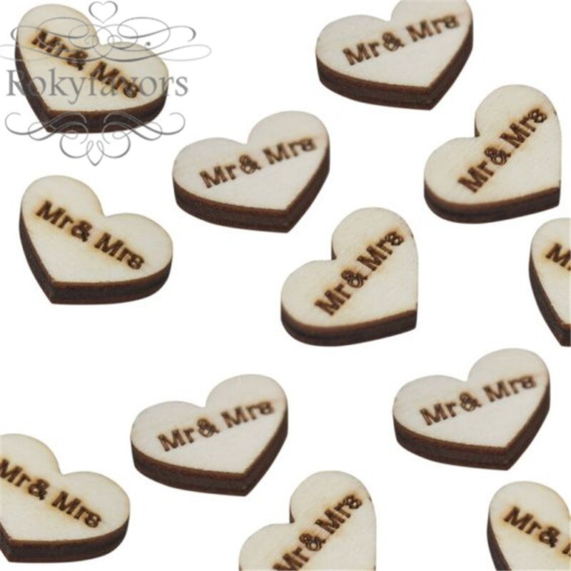 50 Uds corazón de madera Sr. Y Sra. Confeti de mes... – Grandado