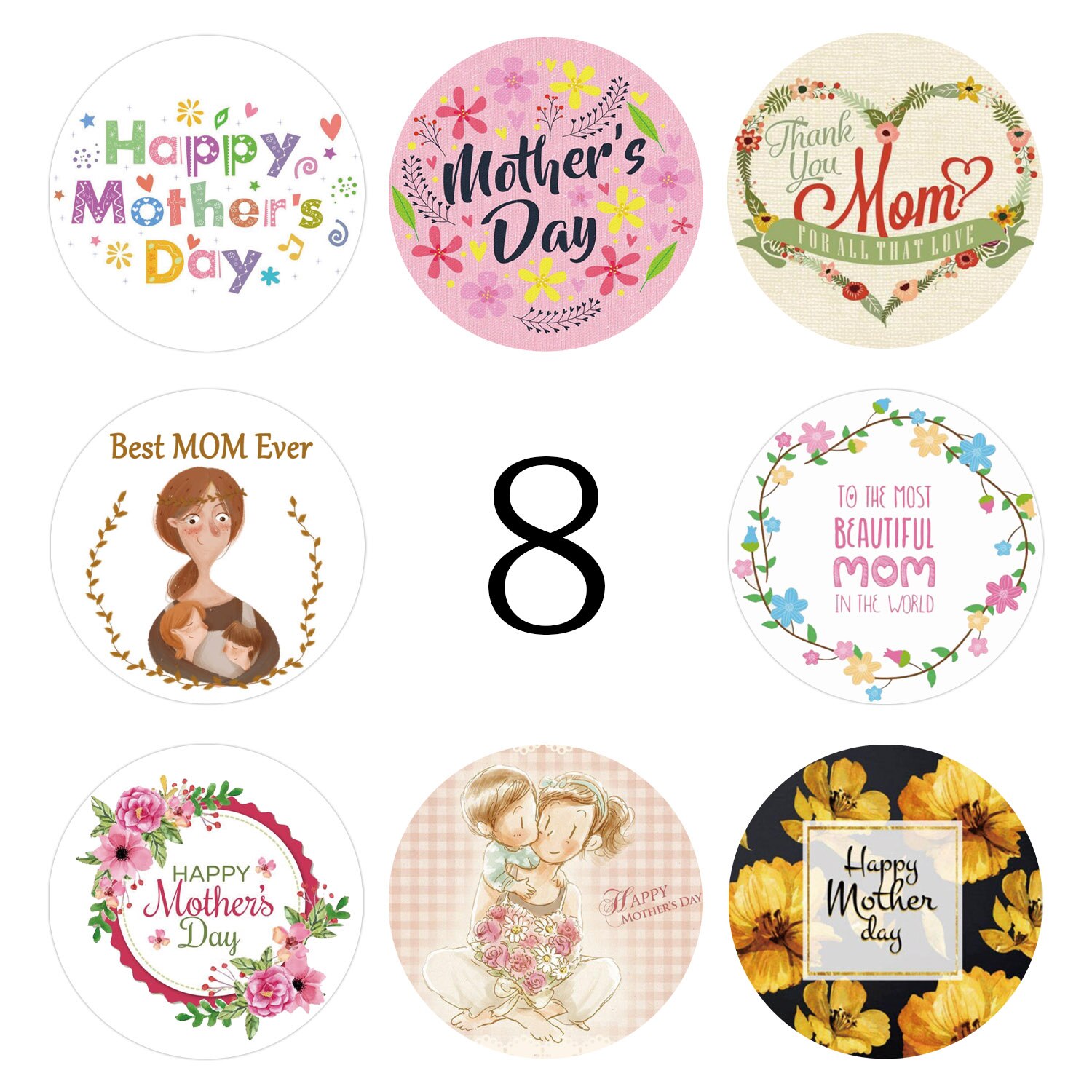 500pcs Happy Mothers Day Label Sticker Kraft 1 inc... – Grandado