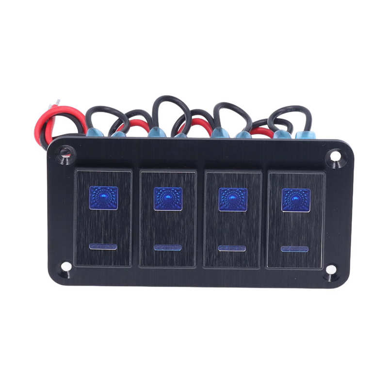 4 Gang Rocker Switch Panel Black Toggle Switch for... – Grandado