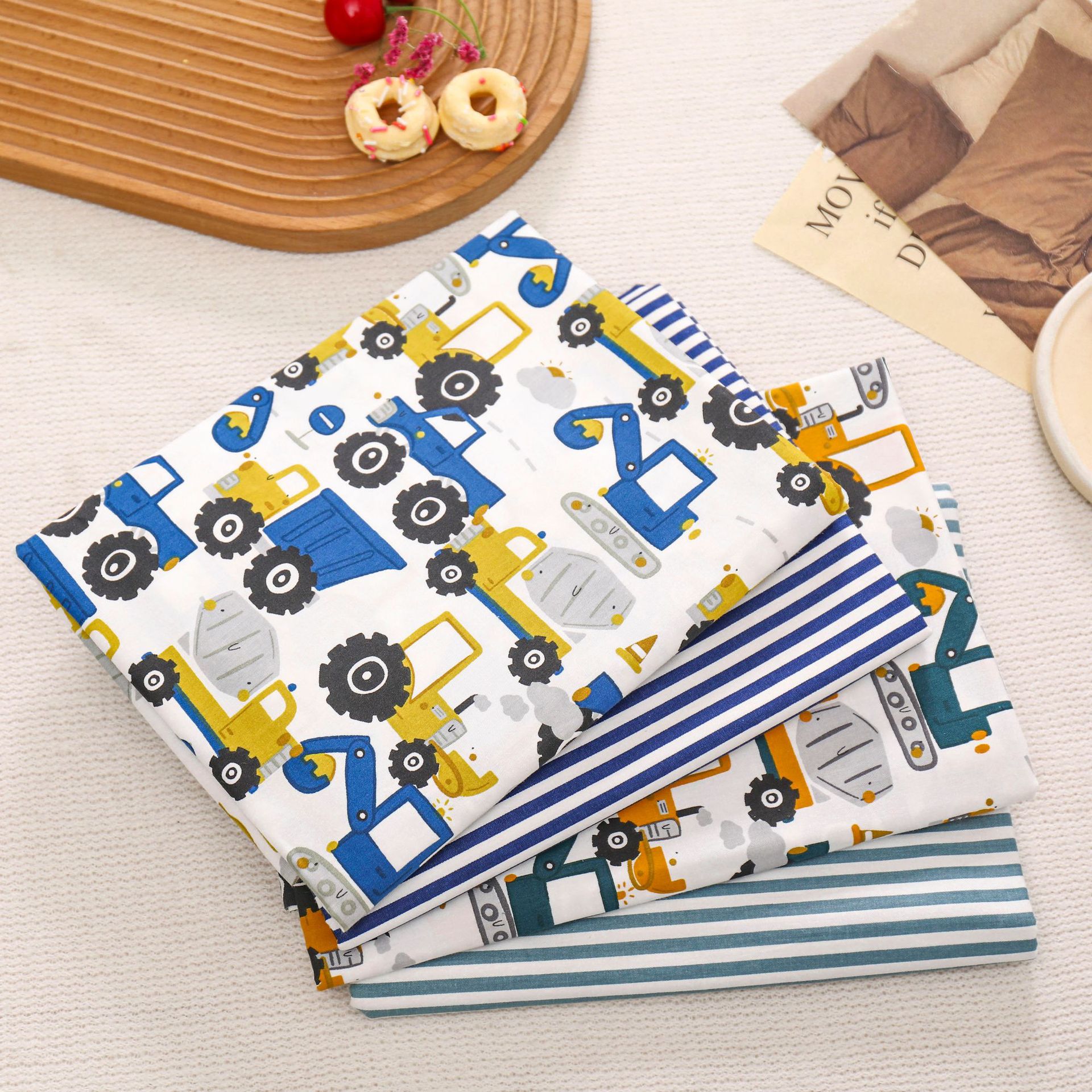 Engineering Vehicle Cotton Fabric DIY Sewing Dress... – Grandado