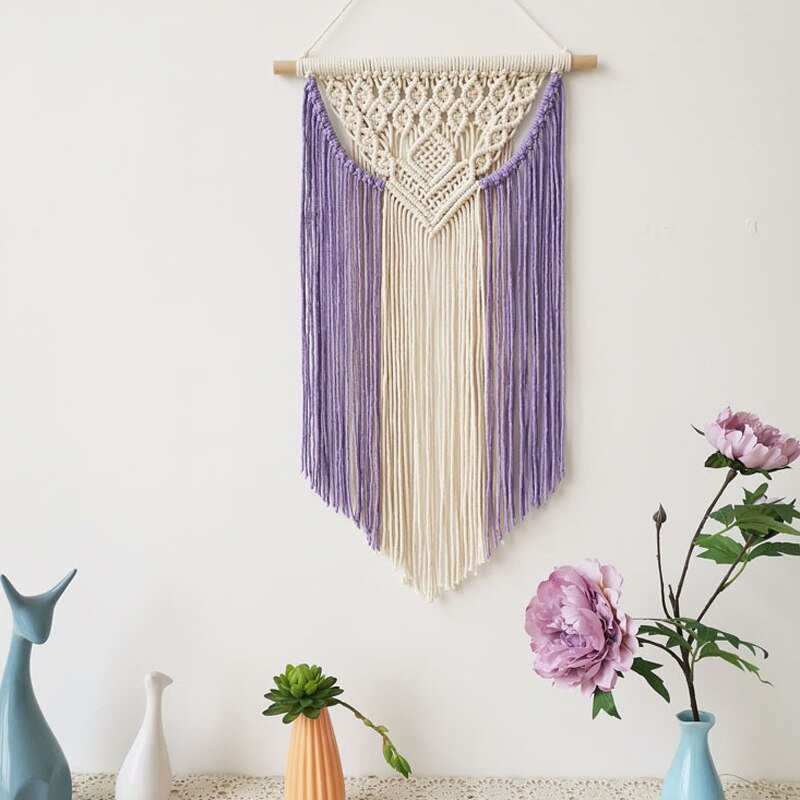 Macrame vægophæng vævet vægkunst macrame gobelin b... – Grandado