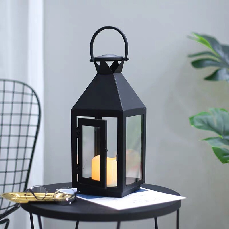 Classcial Black Portable Candle Holder Lantern Met... – Grandado