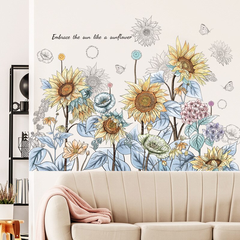 Sunflower corner decals clump skirting wall sticke... – Grandado