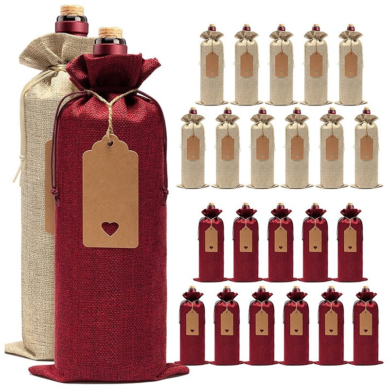 24 Pcs Burlap Wine Bags Wine Bags,Wine Bottle Bags... – Grandado