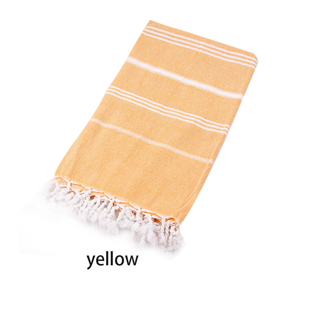 Striped Cotton Turkish Bath Towel with Tassel Thin... – Grandado
