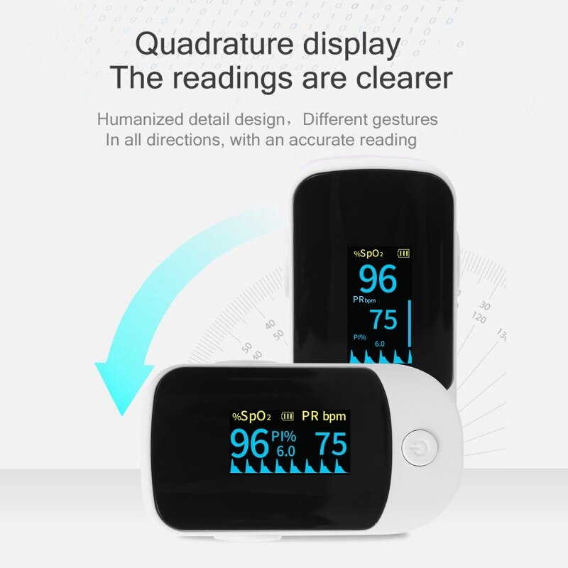 Portable Digital Fingertip Pulse Oximeter SPO2 OLE... – Grandado