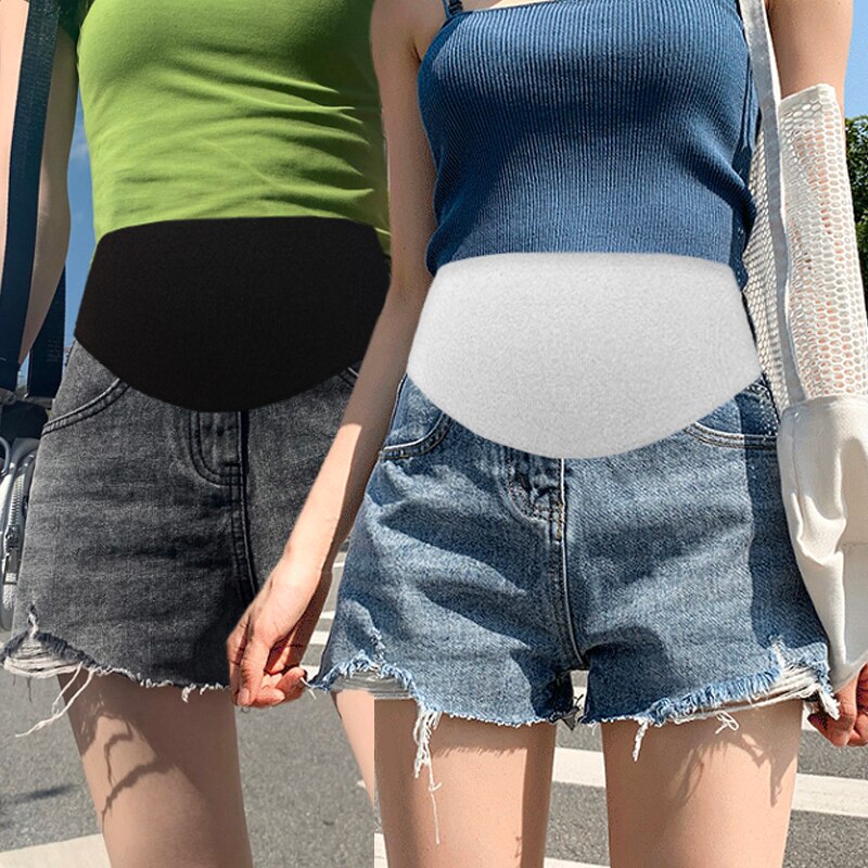 567# 2022 Summer Casual Denim Maternity Shorts Wid... – Grandado