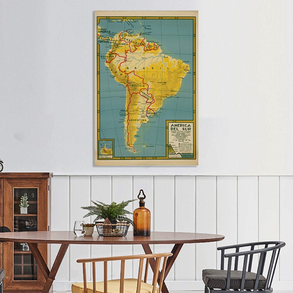 100*150cm Political Map of South America In Spanis... – Grandado
