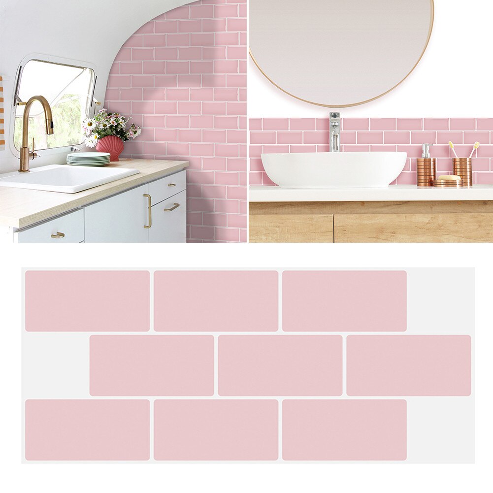 1Pc Wall Stickers PVC 30*13cm Pink Tile Stickers K... – Grandado