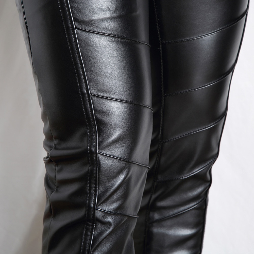 Leather pants men Solid color Rock stage suit pant... – Grandado