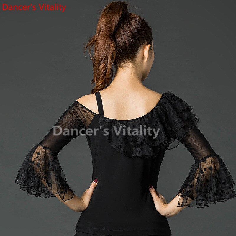 Modern Lace Long Sleeve Modern Latin Dance Clothes... – Grandado