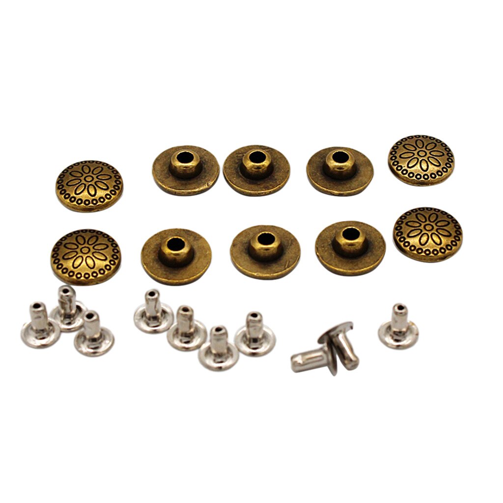 10 Sets11mm Metal Round Rivets Studs Snap Buttons ... – Grandado
