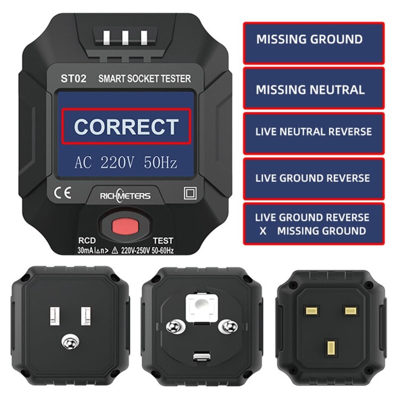 110V-250V Smart Socket Tester, Digital Voltage and... – Grandado