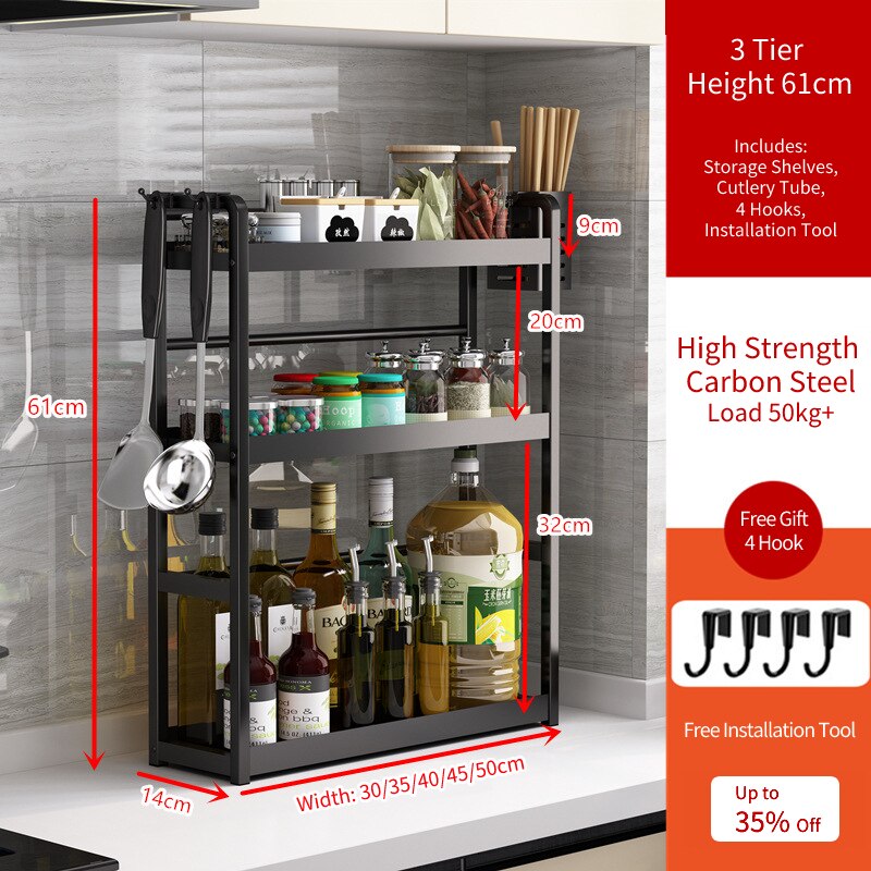 Kitchen Storage Shelves Metal Storage Spice Rack O... – Vicedeal