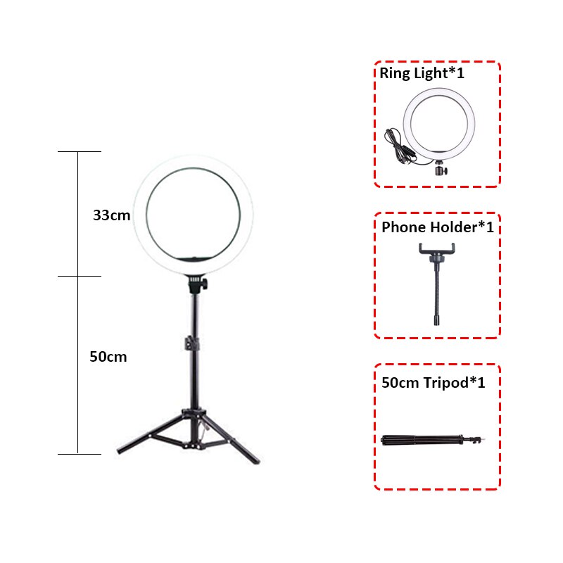 33cm Photography LED Selfie Ring Light Dimmable LE... – Grandado