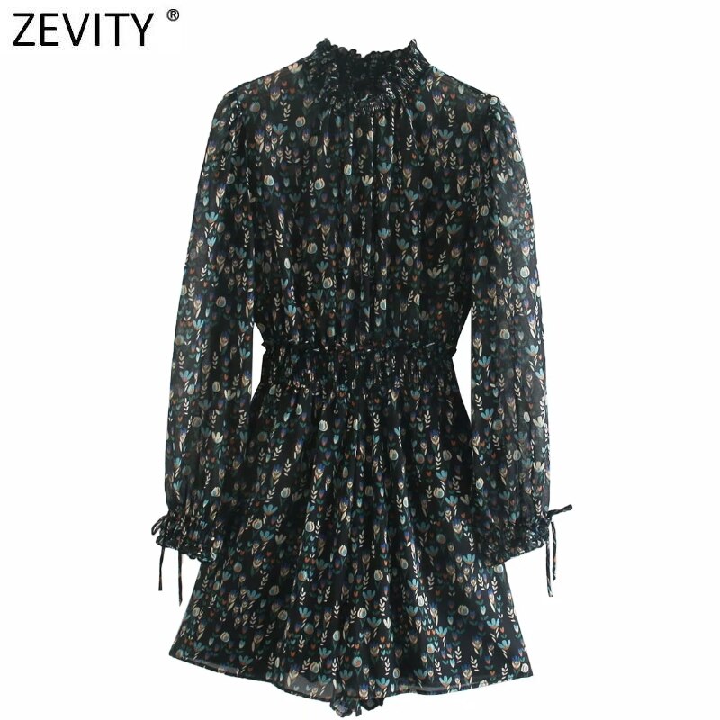 Zevity Women Pleated Ruffles FLower Print Chiffon ... – Grandado