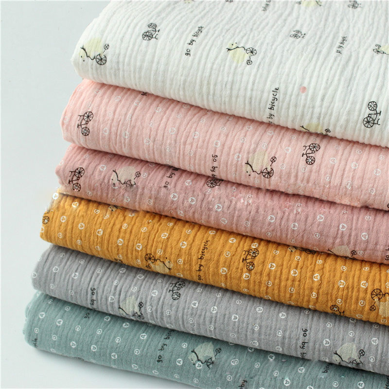 Printed Cotton Crepe Fabric Breathable Pure Cotton... – Grandado