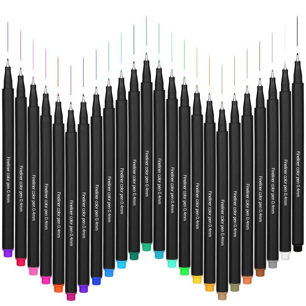 24 Color Fineliner Pen Set Fine Line Colored Sketc... – Grandado