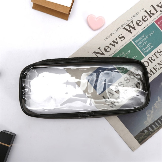 Transparent Zipper Pencil Bag PVC Black and White ... – Vicedeal