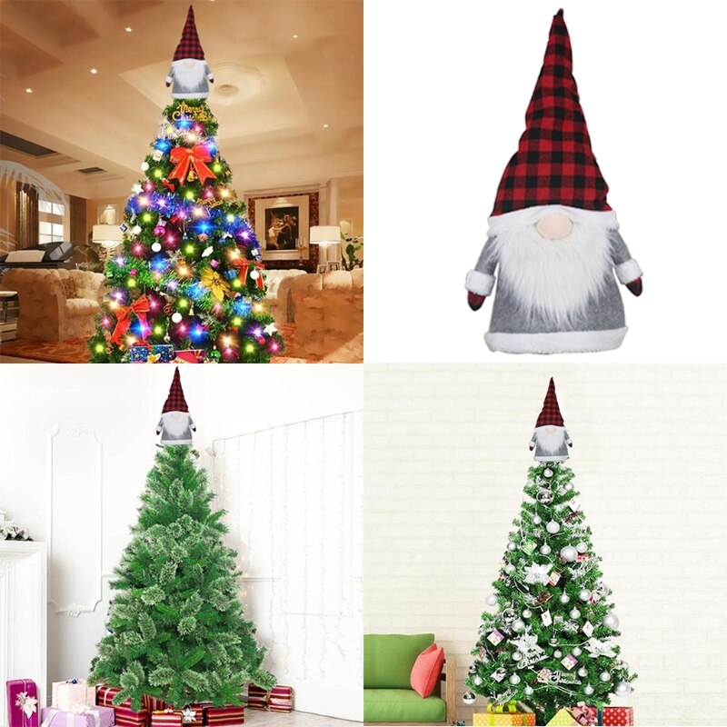 Christmas Tree Topper Plaid Hat Swedish Tomte Gnom... – Grandado