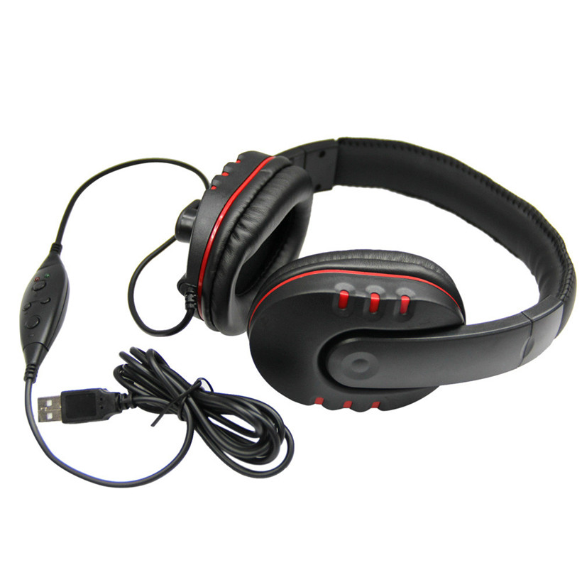 Advanced Headset Black+Red USB Wired Stereo Micpho... – Grandado