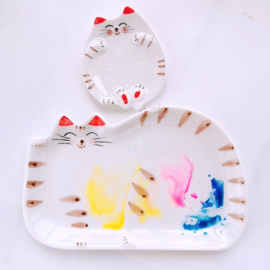 Ceramic palette Watercolor Painting Dish Kawaii ki... – Vicedeal