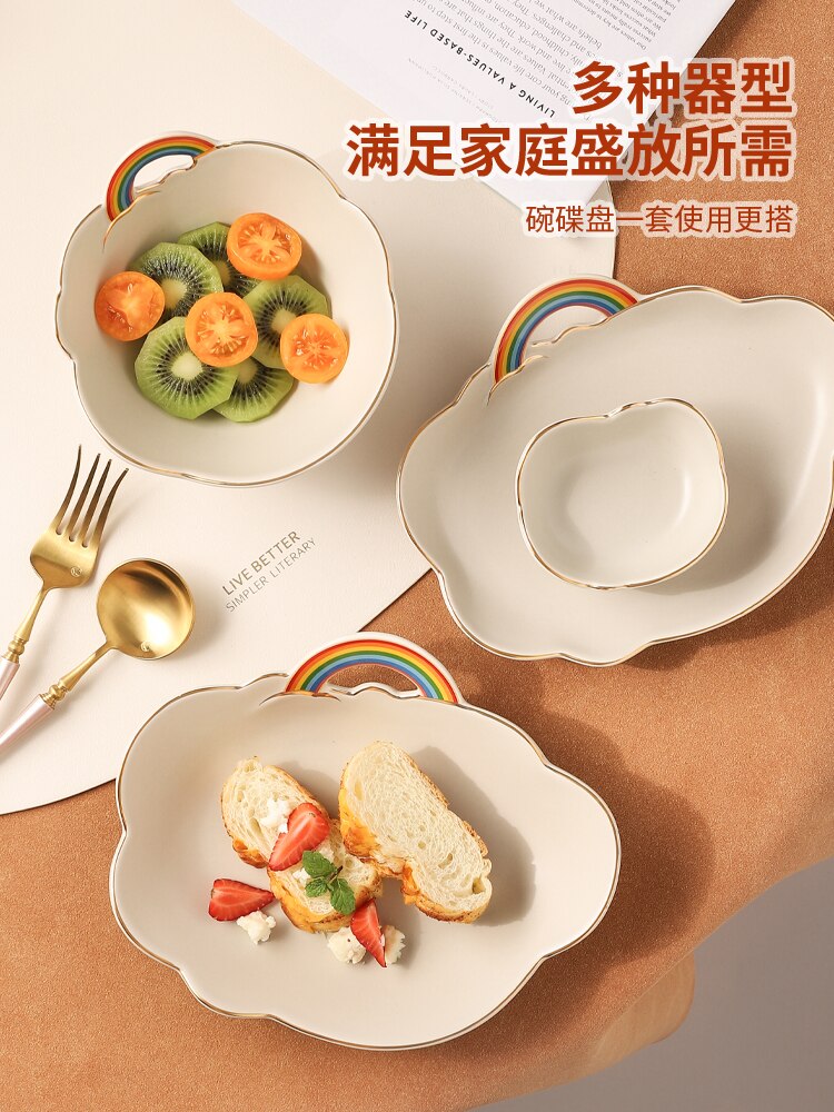 Rainbow Ceramic Tableware Set Soup Bowl Vegetable ... – Vicedeal