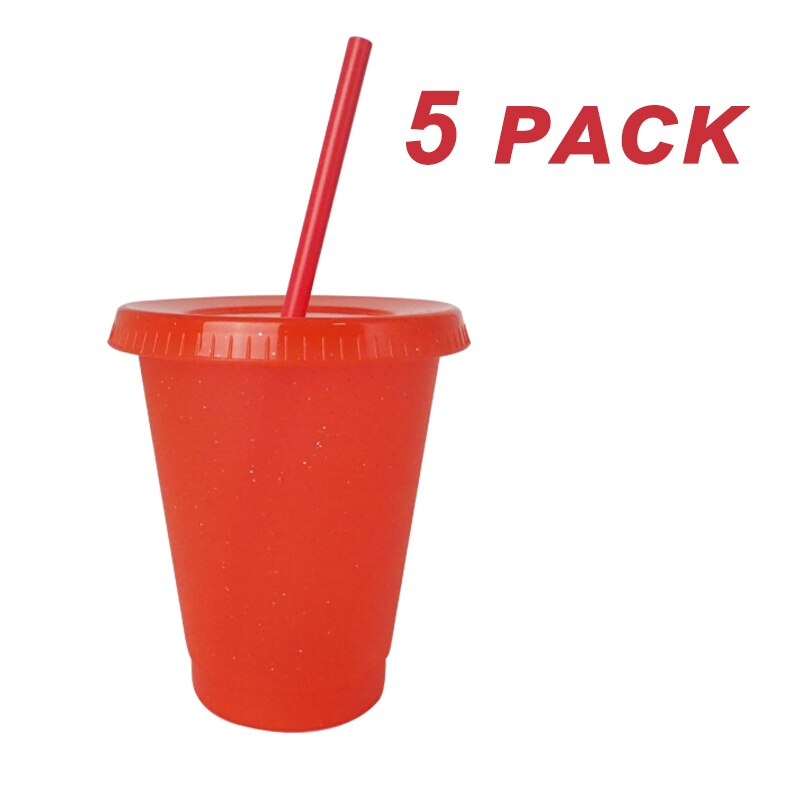 5 Stks/set Herbruikbare Stro Cup Lovertjes Glitter... – Grandado