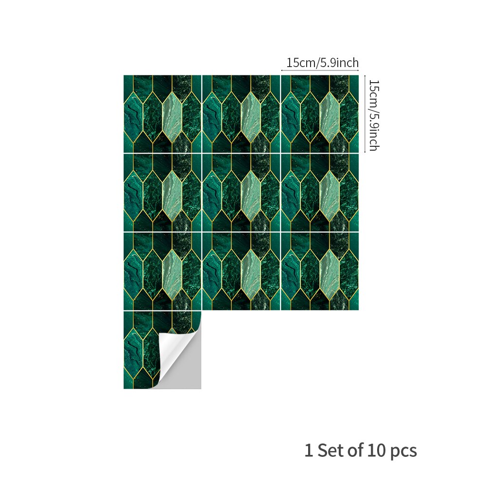 Funlife® Green Gilding Mosaic Wall stickers Tile s... – Grandado