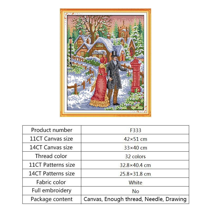 Walk on The Snow Scenery Cross Stitch Patterns DIY... – Vicedeal