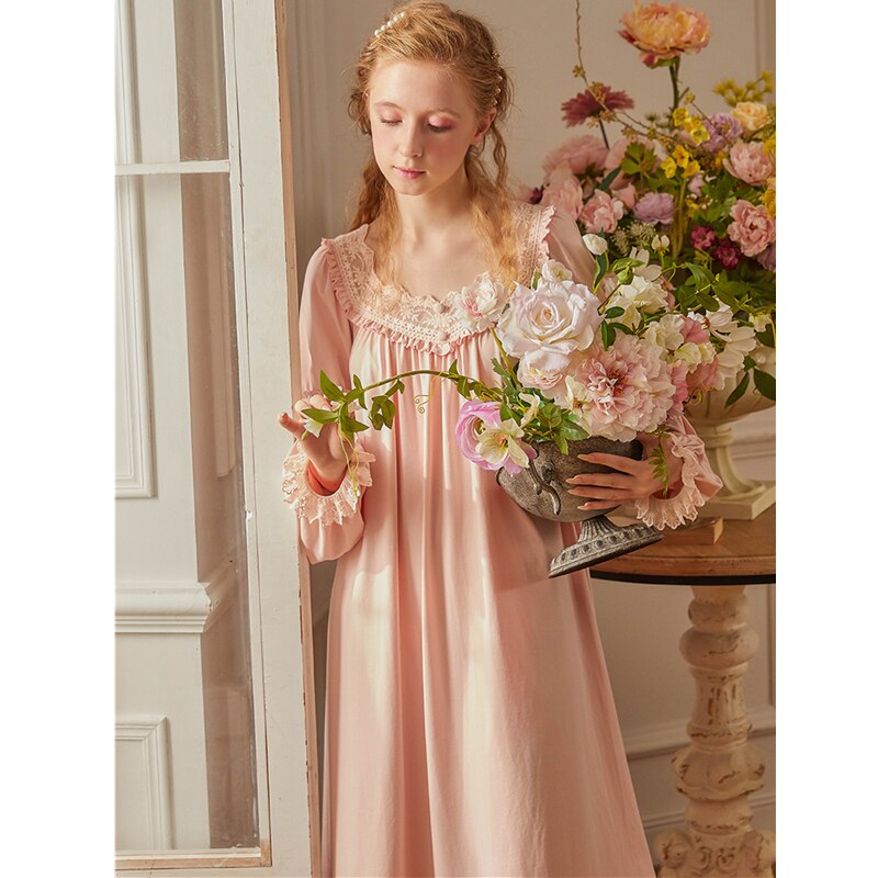 Spring Lace Sleepwear Women Vintage Nightgowns Sle... – Grandado