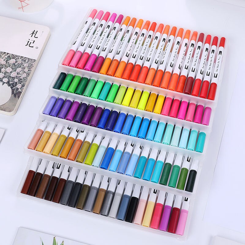 100 Color Double-Headed Watercolor Sets gou xian b... – Vicedeal