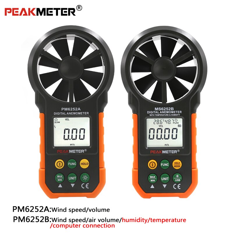 Peakmeter ms6252a ms6252b digitalt anemometer 30m... – Grandado