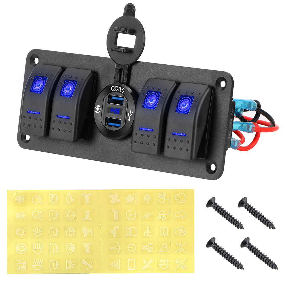 Car Switch Panel LED Digital Voltmeter Dual USB Po... – Grandado