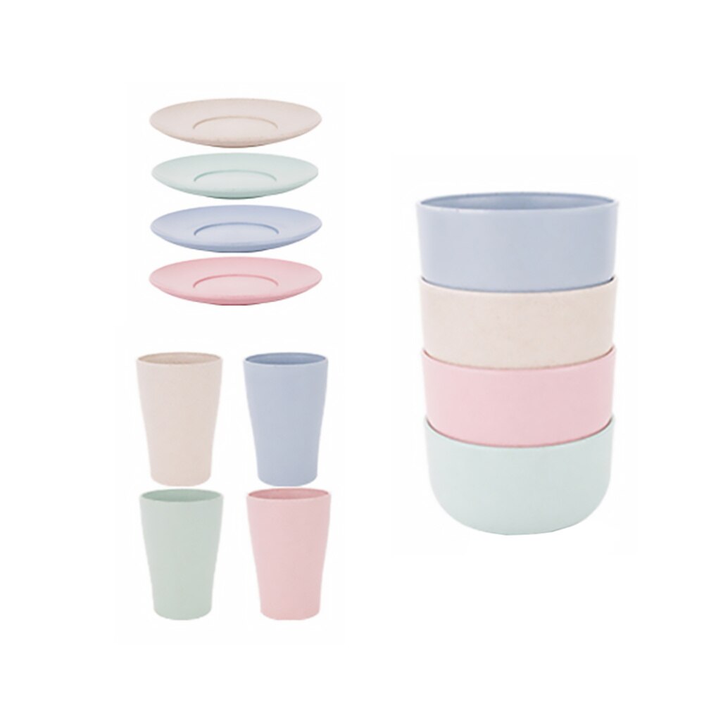 4 Sets of Household Tableware Bowl Cup Plate Set T... – Vicedeal