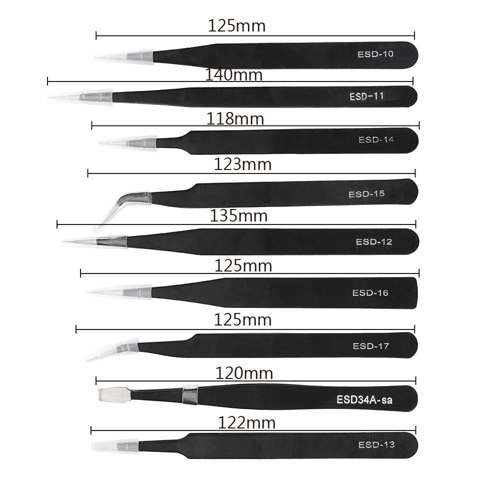 9 Piece/Set Hand Tools ESD Tweezers Set for Electr... – Grandado