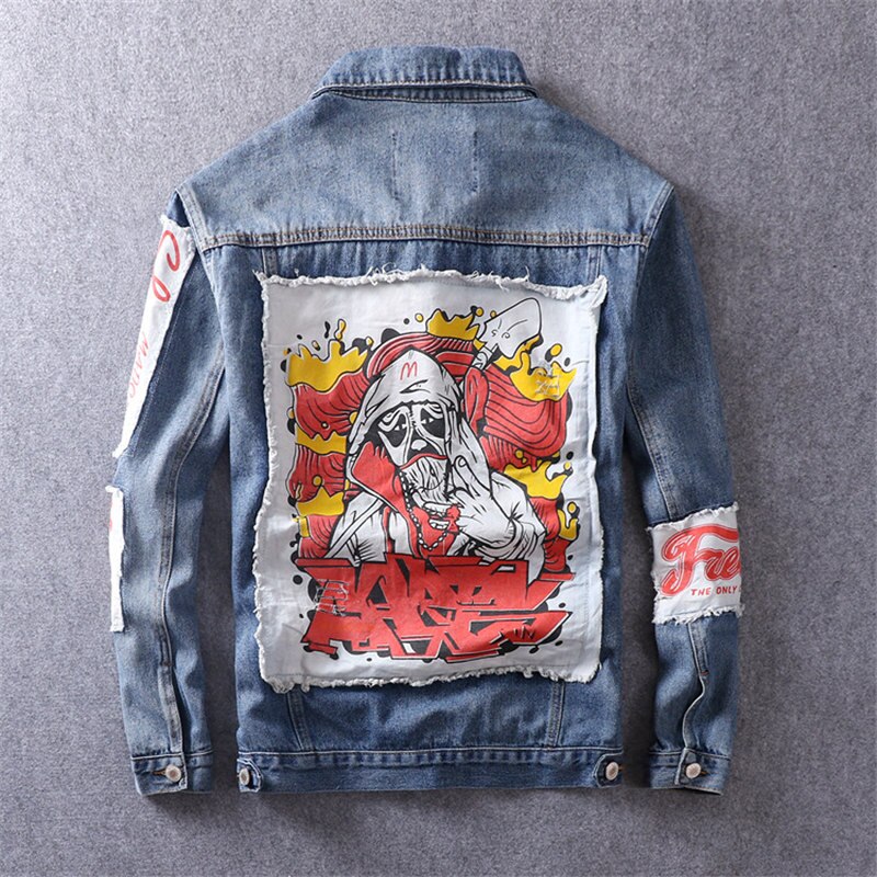 Denim Jas Mannen Jeans Jas Hip Hop Slanke Grim Rea... – Grandado