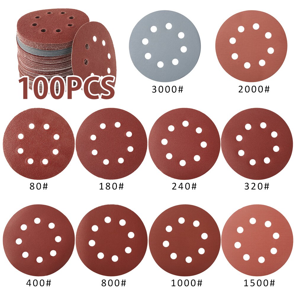 100Pcs 5inch 125mm Sandpaper Automotive Discs Roun... – Vicedeal