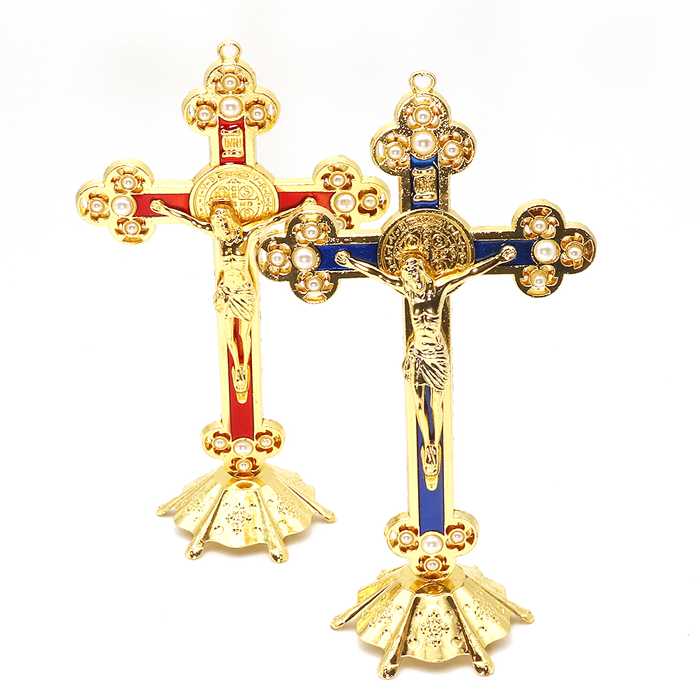 Metal jesus cristo cross Church inlaid pearl Gold ... – Vicedeal